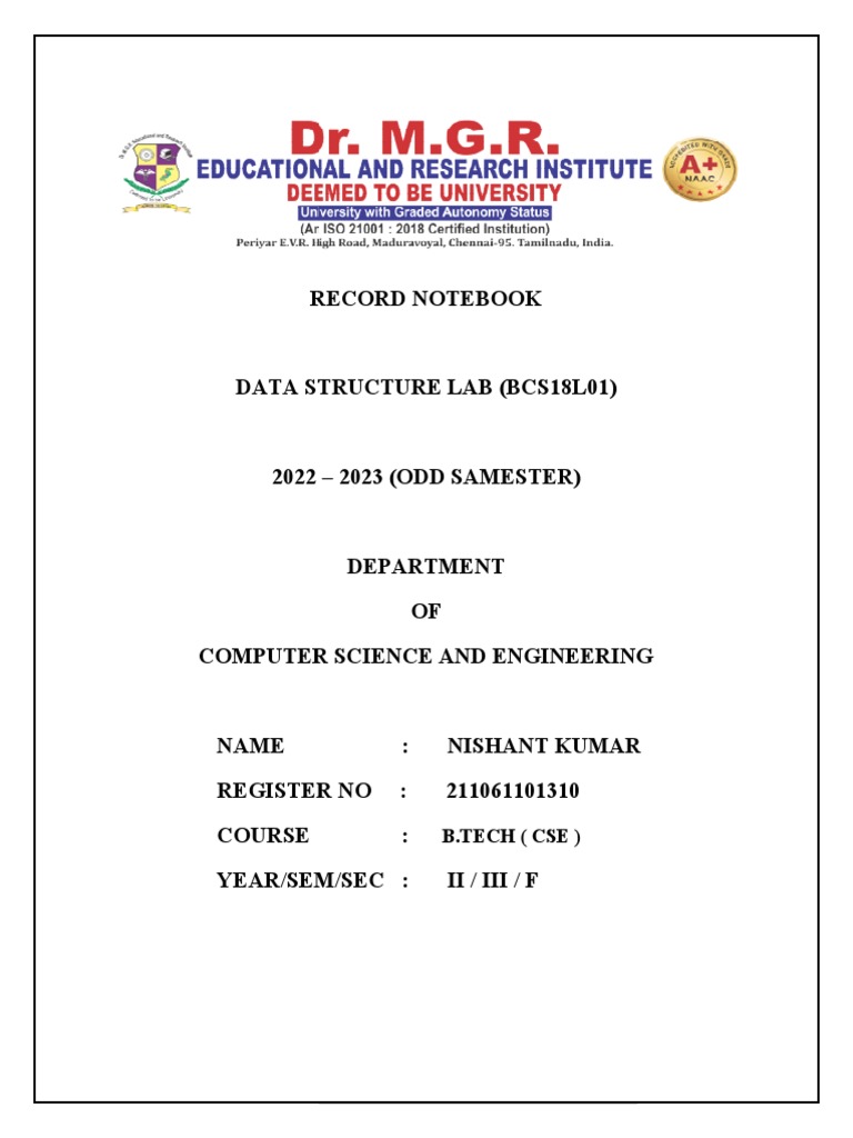 Data Structure Record | PDF | Queue (Abstract Data Type) | Computer ... Data Structure Record | PDF | Queue (Abstract Data Type) | Computer ...