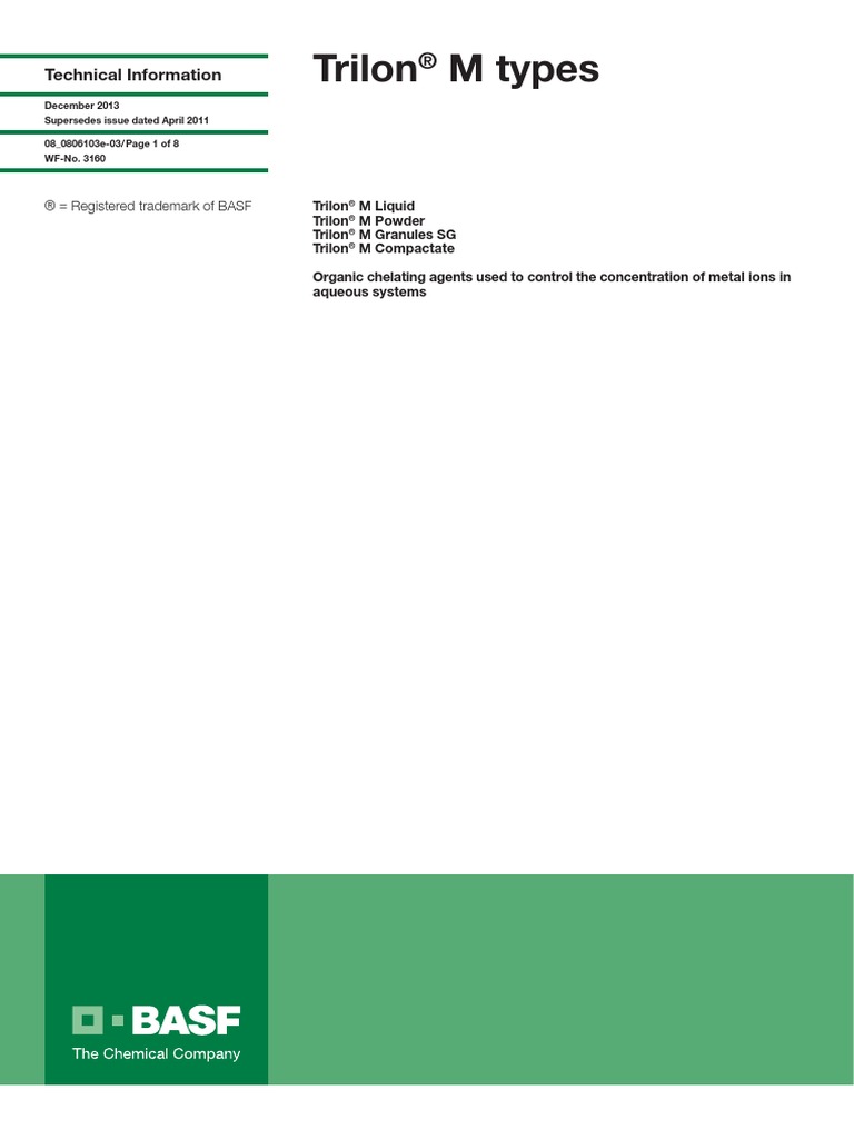 Tds Trilon M Types en | PDF | Corrosion | Chelation