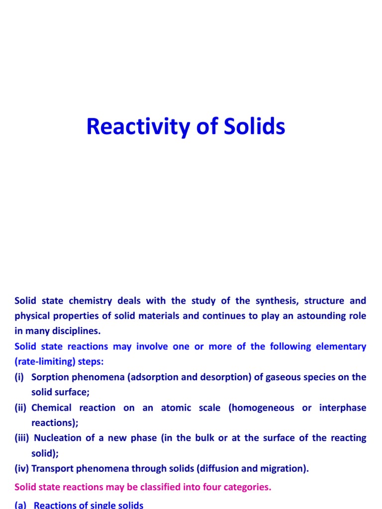 Reactivity of Solids-2021 | PDF | Chemical Reactions | Magnesium