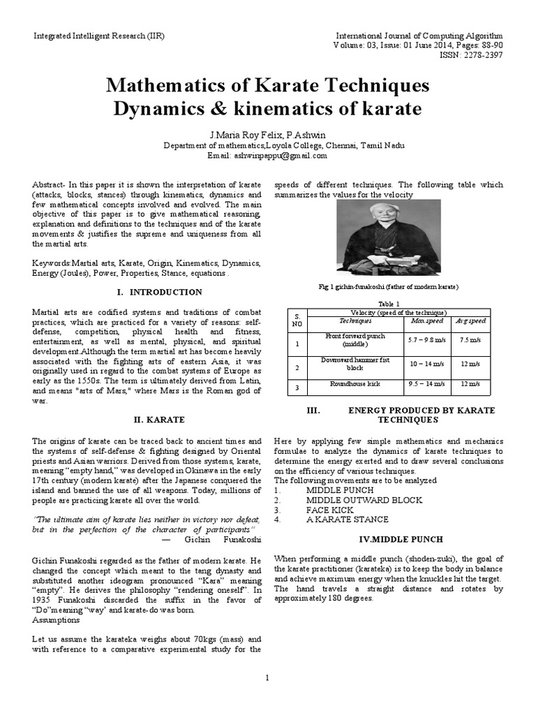 Mathematics of Karate Techniques Dynamics & Kinematics of Karate | PDF ...