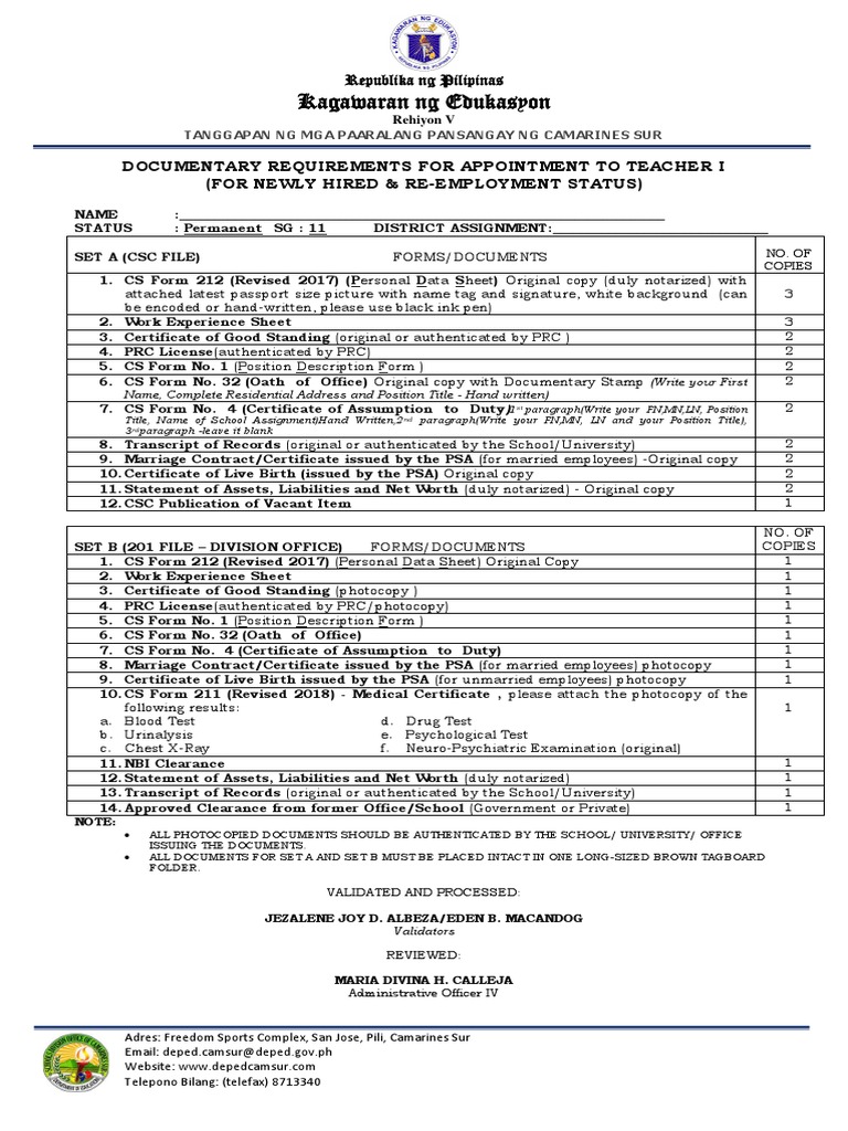 Checklist For Appointment To Teacher I 3 | PDF | Notary Public