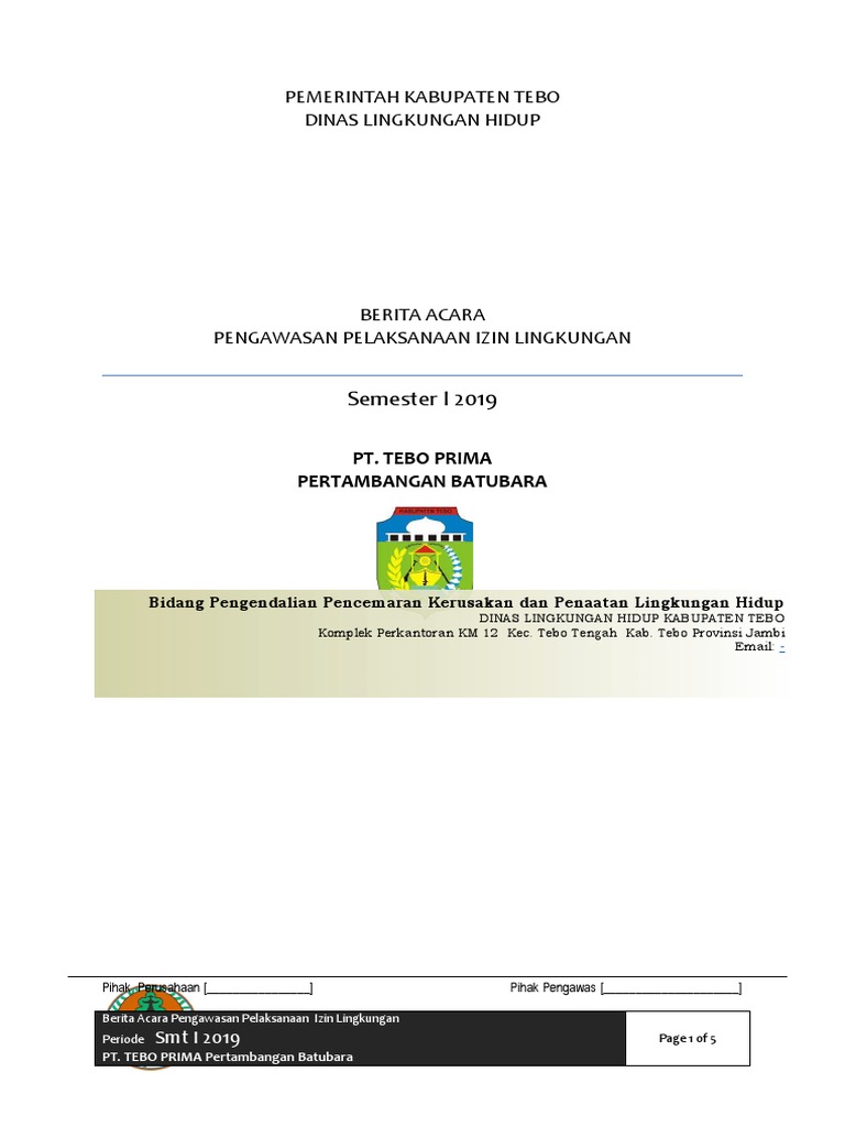 BA Pengawasan PT. Tebo Prima | PDF