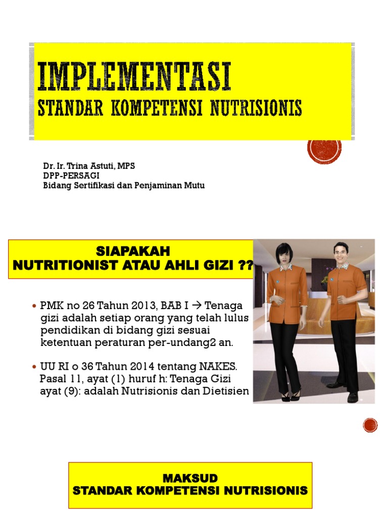 Bu Trina-Implementasi Standar Kompetensi Nutrisionis - Semarang 031222 | PDF