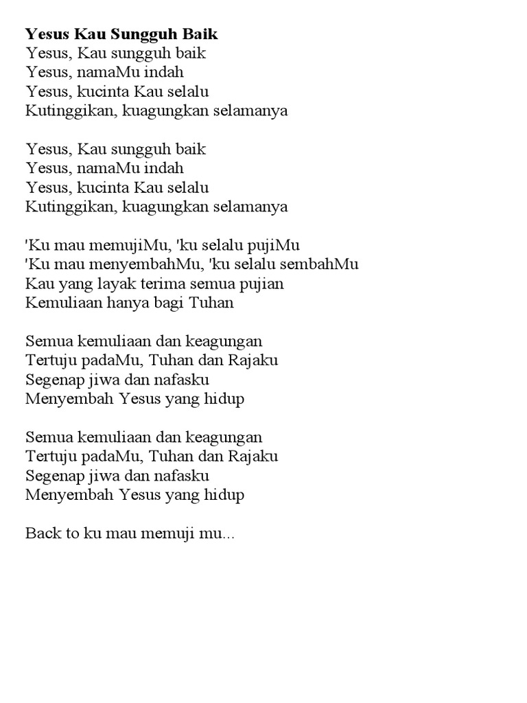 Lirik Yesus Kau Sungguh Baik | PDF
