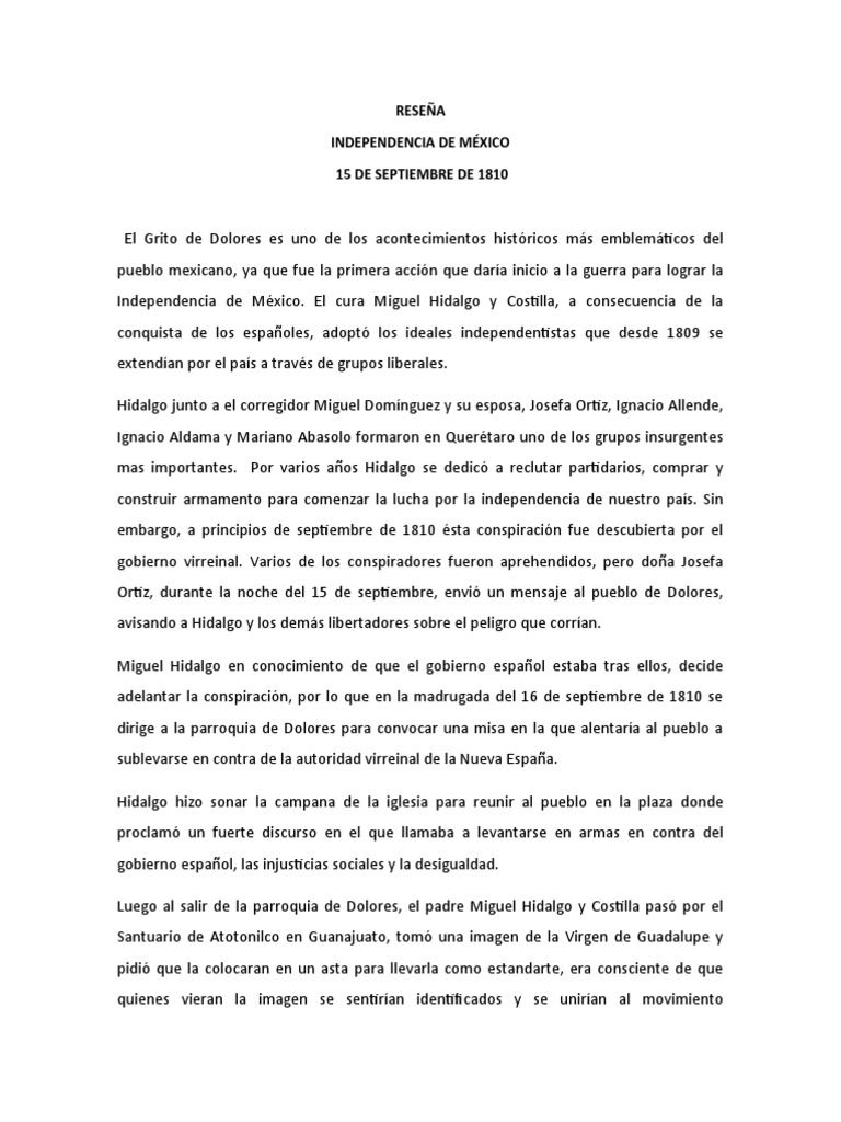 Reseña Independencia | PDF | México | México colonial Reseña Independencia | PDF | México | México colonial