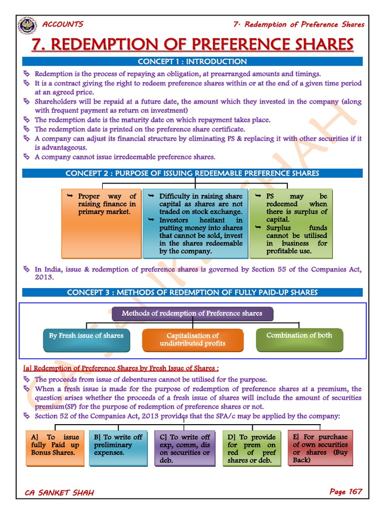 7 Redemption of Preference Shares Colour | PDF | Preferred Stock | Stocks