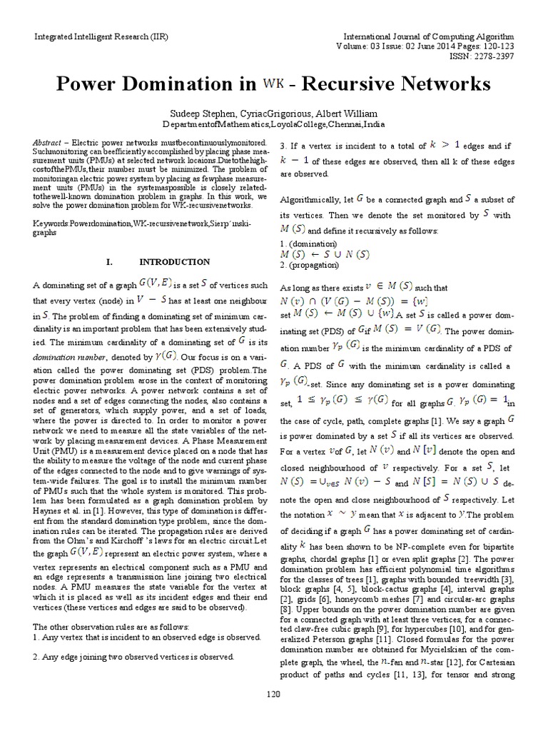 Power Domination in - Recursive Networks | Download Free PDF | Vertex ...