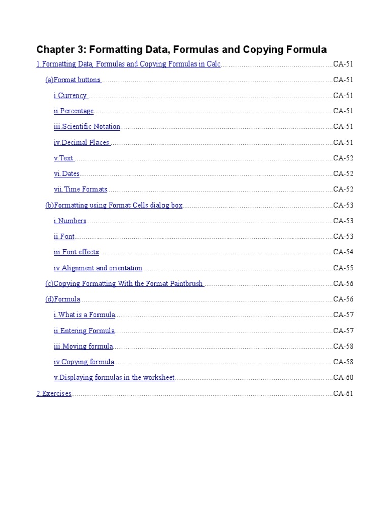 Chapter 3: Formatting Data, Formulas and Copying Formula | Download ...