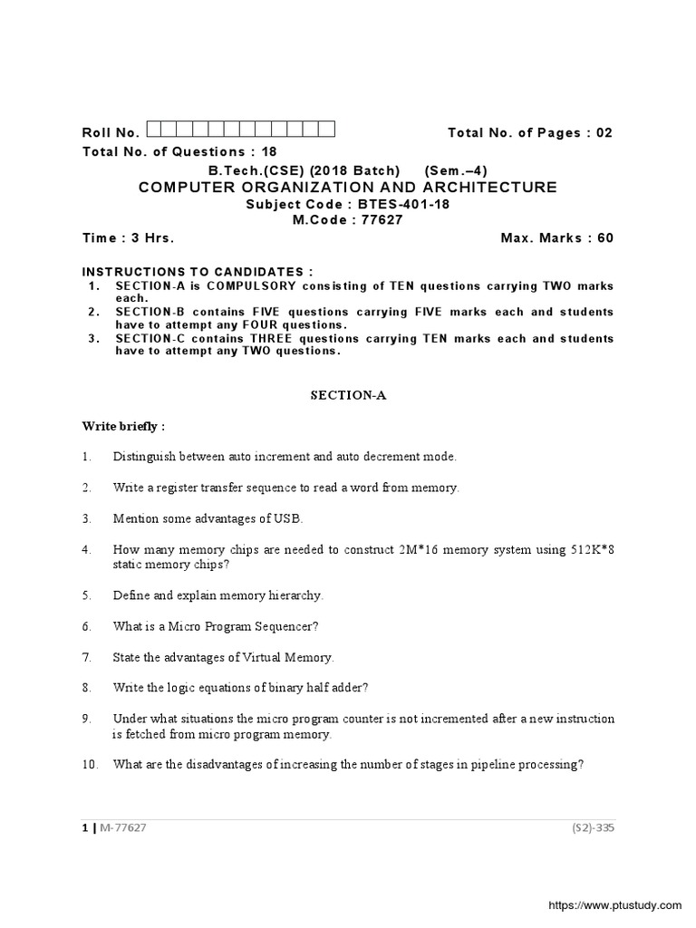 Computer Organization and Architecture 77627 Dec 2020 | PDF | Computer Memory | Manufactured Goods