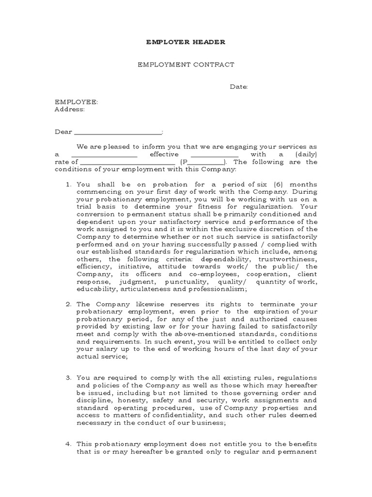 Employment Contract | PDF | Employment | Legal Liability