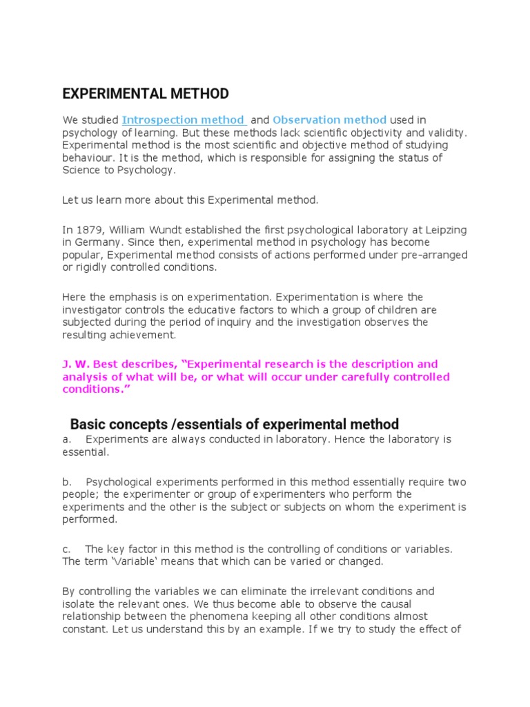 Exp Method Steps Pdf Experiment Design Of Experiments 