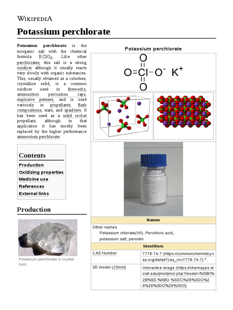 Potassium Perchlorate | PDF | Materials | Chemical Compounds