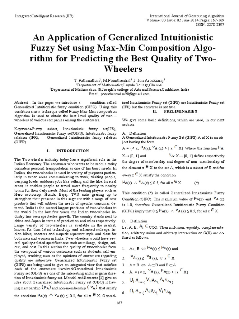 An Application of Generalized Intuitionistic Fuzzy Set Using Max-Min Composition Algo-Rithm For ...