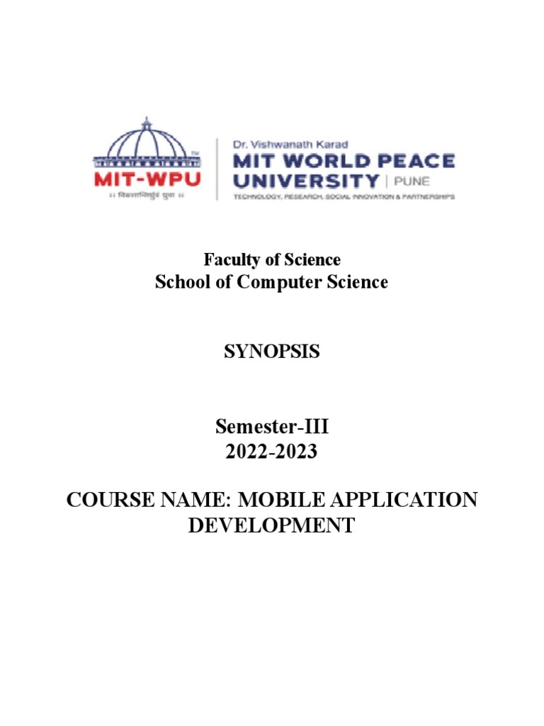 Faculty of Science School of Computer Science - Mobile Application Development Mini Project ...