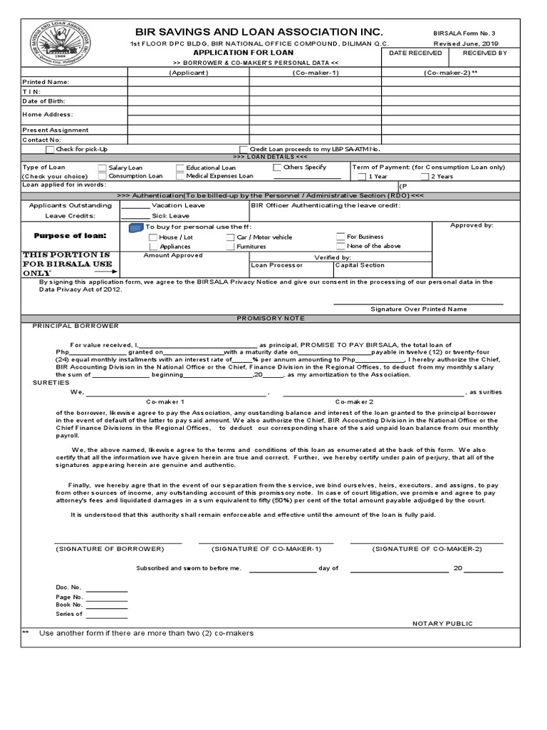 BIRSALA Loan Application Form-June 2019 | PDF | Loans | Interest