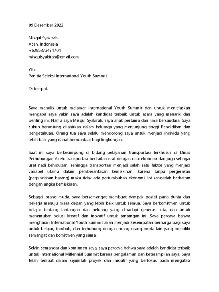 Motivation Letter | PDF