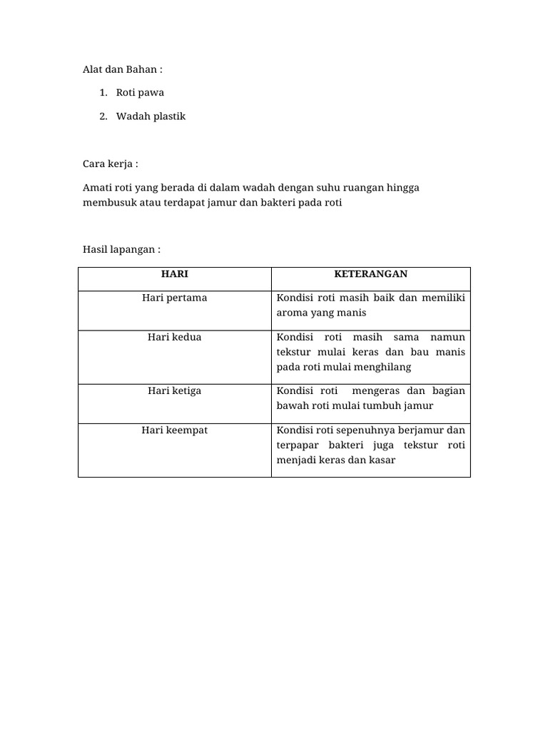 Laporan Pembusukan Roti | PDF