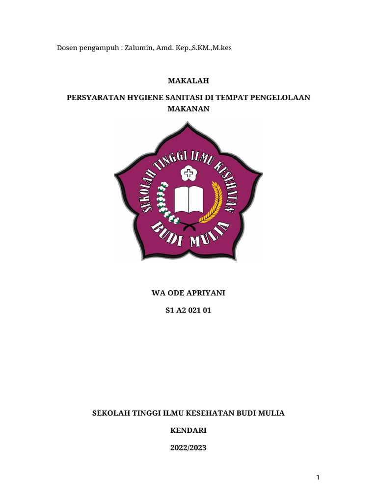 Hygiene Sanitasi (TPM) | PDF