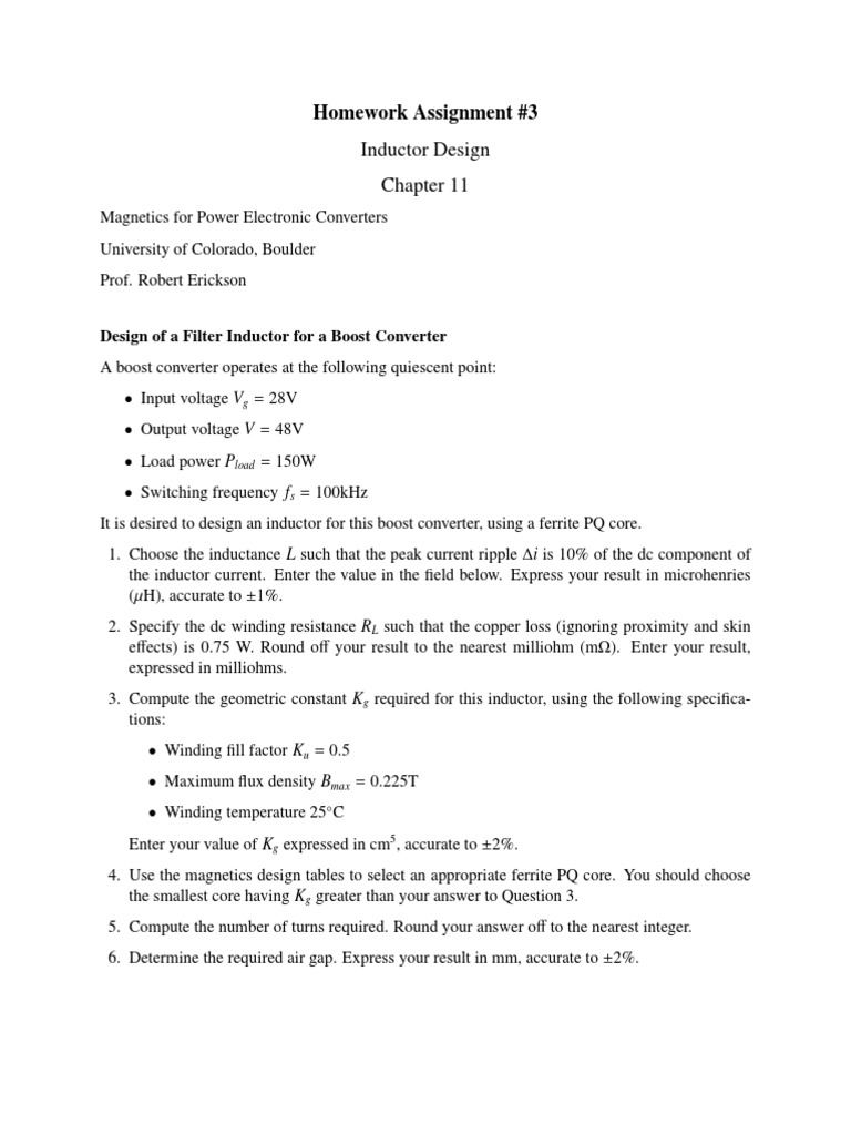 Inductor and Transformer Design Assignment | PDF | Inductor | Transformer