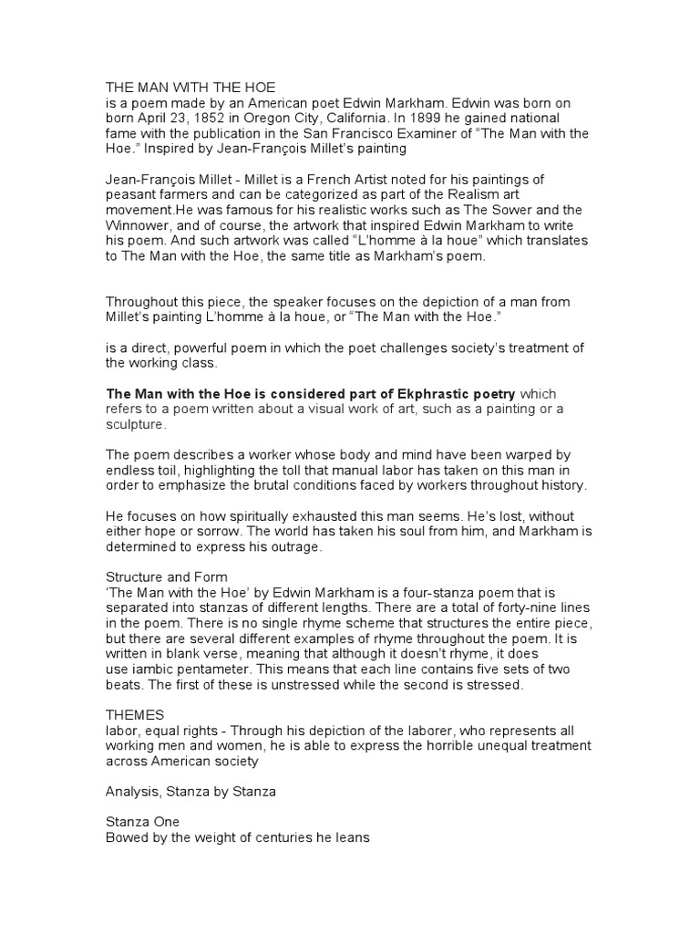 The Man With the Hoe | PDF | Poetry