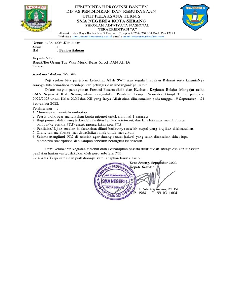 Surat Edaran PTS | PDF