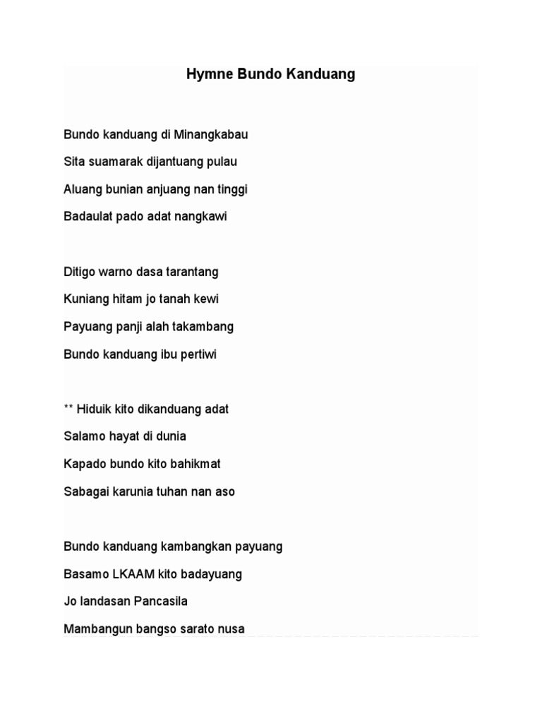 Hymne Bundo Kanduang | PDF