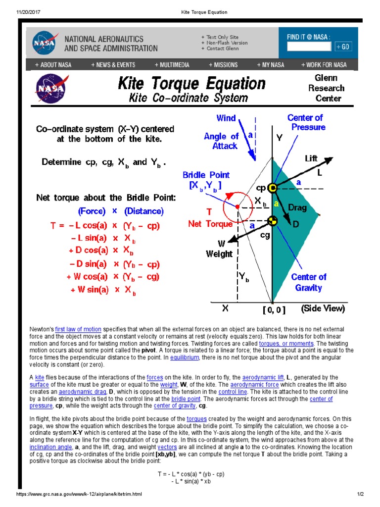 Kite Torque Equation | Download Free PDF | Force | Torque
