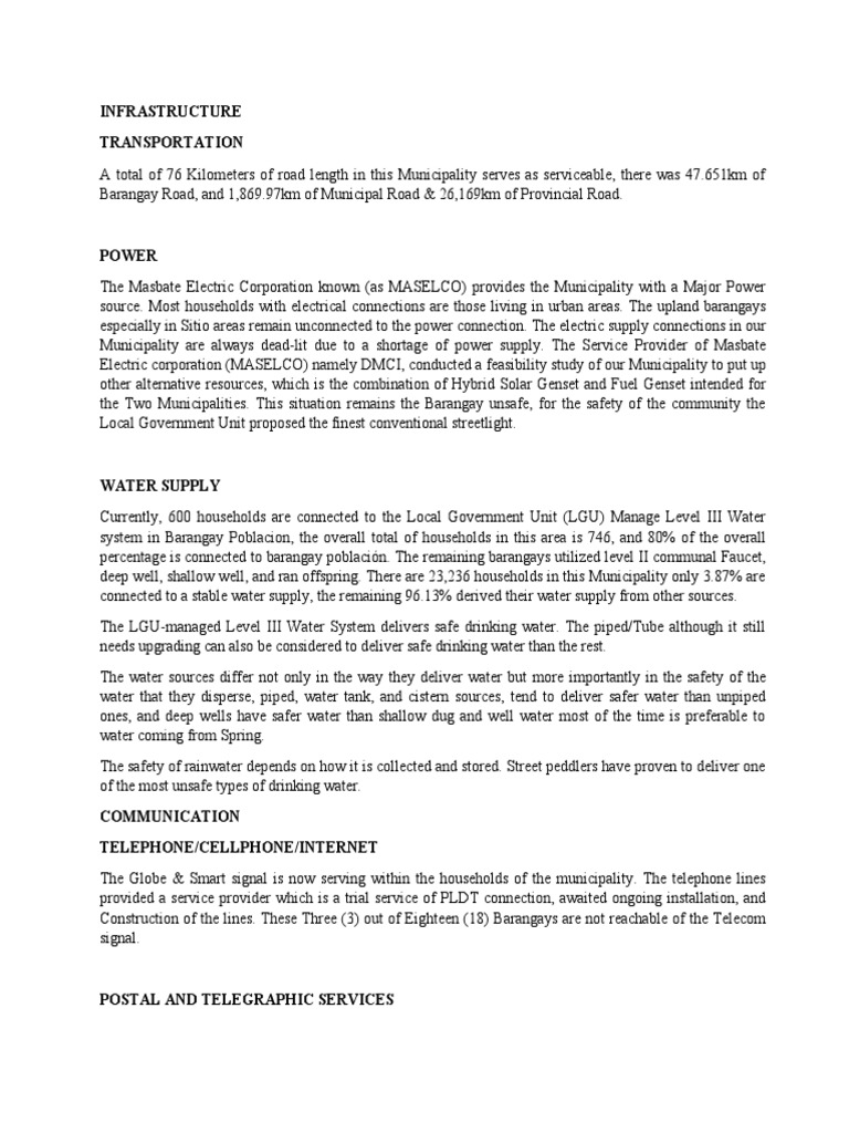 INFRASTRUCTURE | PDF | Drinking Water | Water Supply