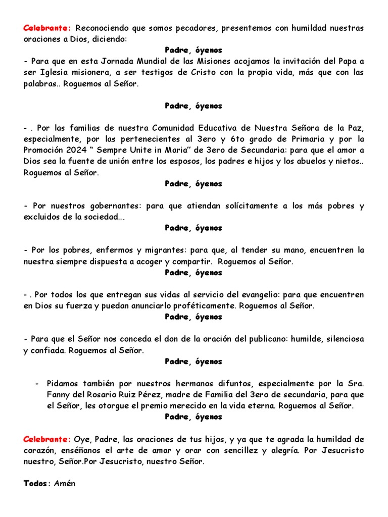 Oración de Fieles | PDF