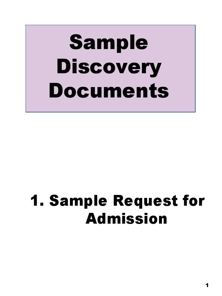 Sample Discovery Documents | PDF | Interrogatories | Discovery (Law)