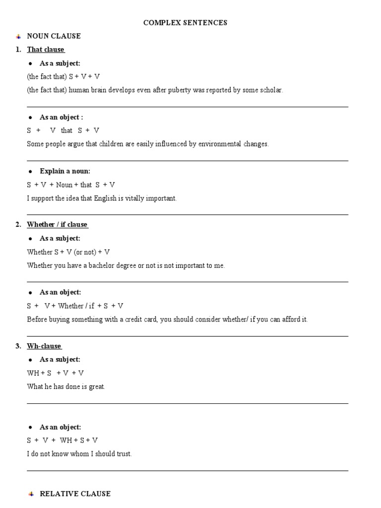 Complex Sentence | PDF | Clause | Subject (Grammar)