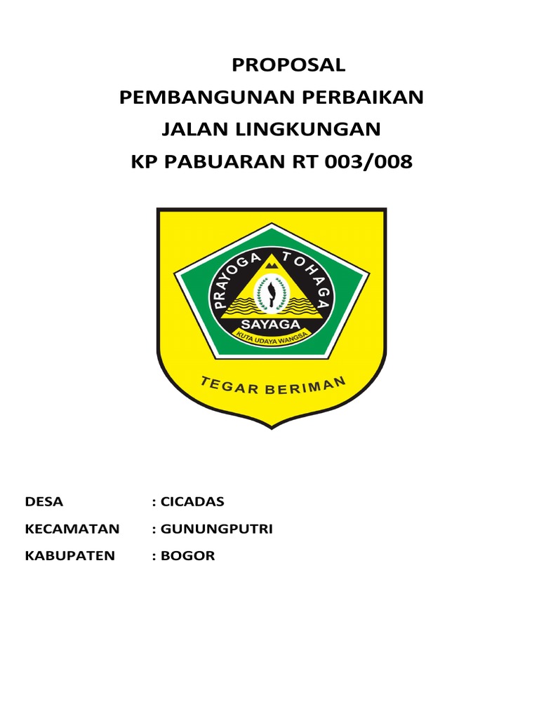Proposal Perbaikan Jalan Lingkungan Kp Pabuaran Rt 003 008 Pdf
