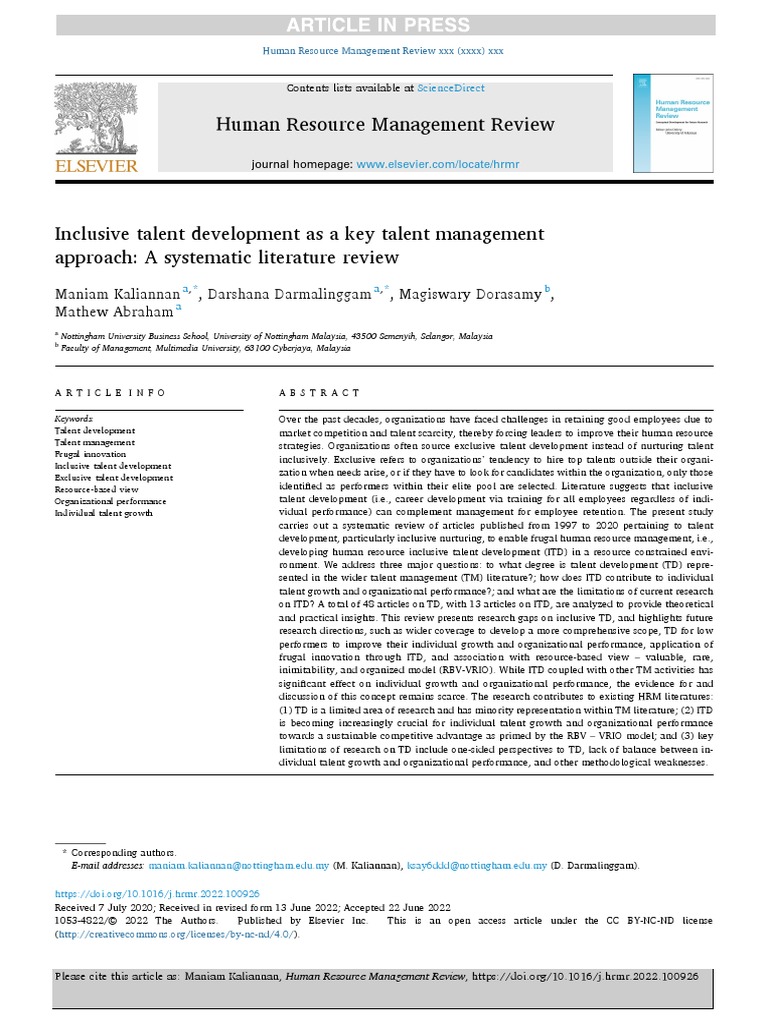 Inclusive Talent Development As A Key Talent Management | PDF | Talent ...