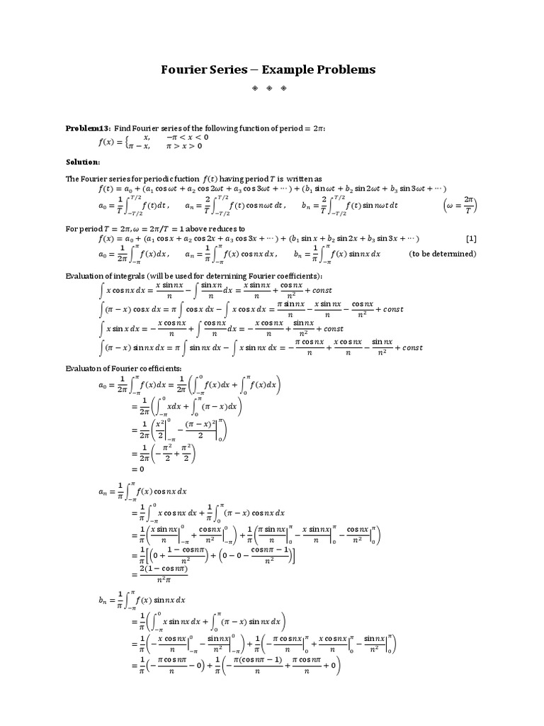 Fourier Series Problems | PDF | Functions And Mappings | Harmonic Analysis