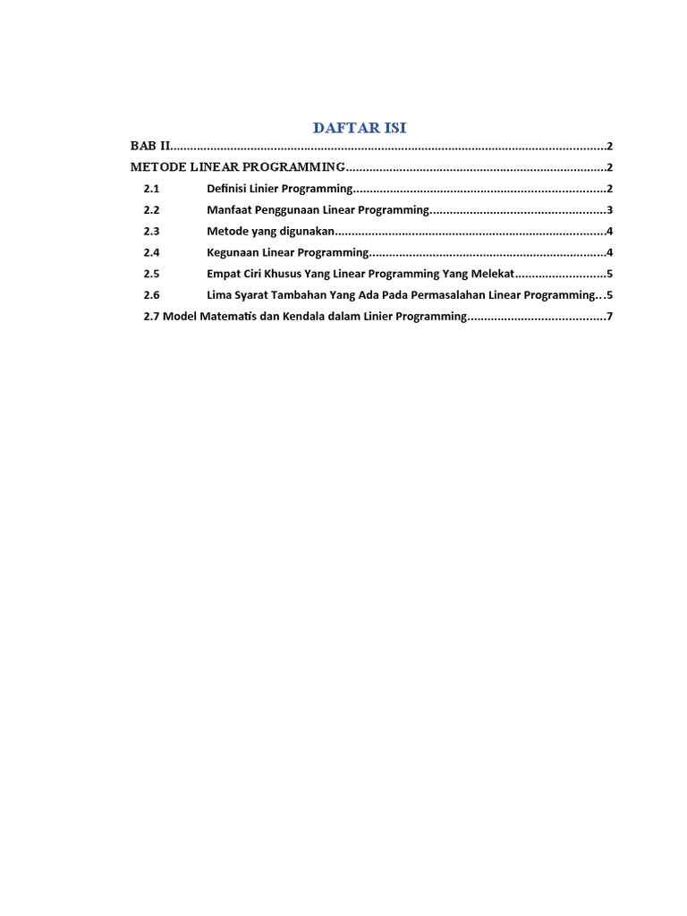 METODE LINEAR PROGRAMMING Terbaru | PDF