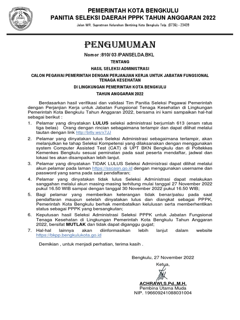 Pengumuman Administrasi Kesehatan Pra Sanggah | PDF Pengumuman Administrasi Kesehatan Pra Sanggah | PDF
