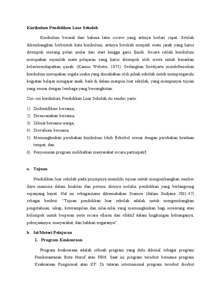 Kurikulum Pendidikan Luar Sekolah | PDF