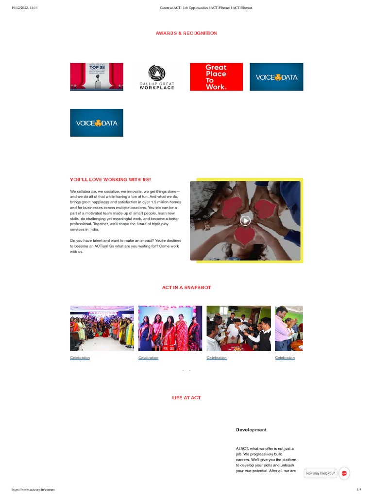 Career at ACT - Job Opportunities - ACT Fibernet - ACT Fibernet | PDF | Recruitment | Employment