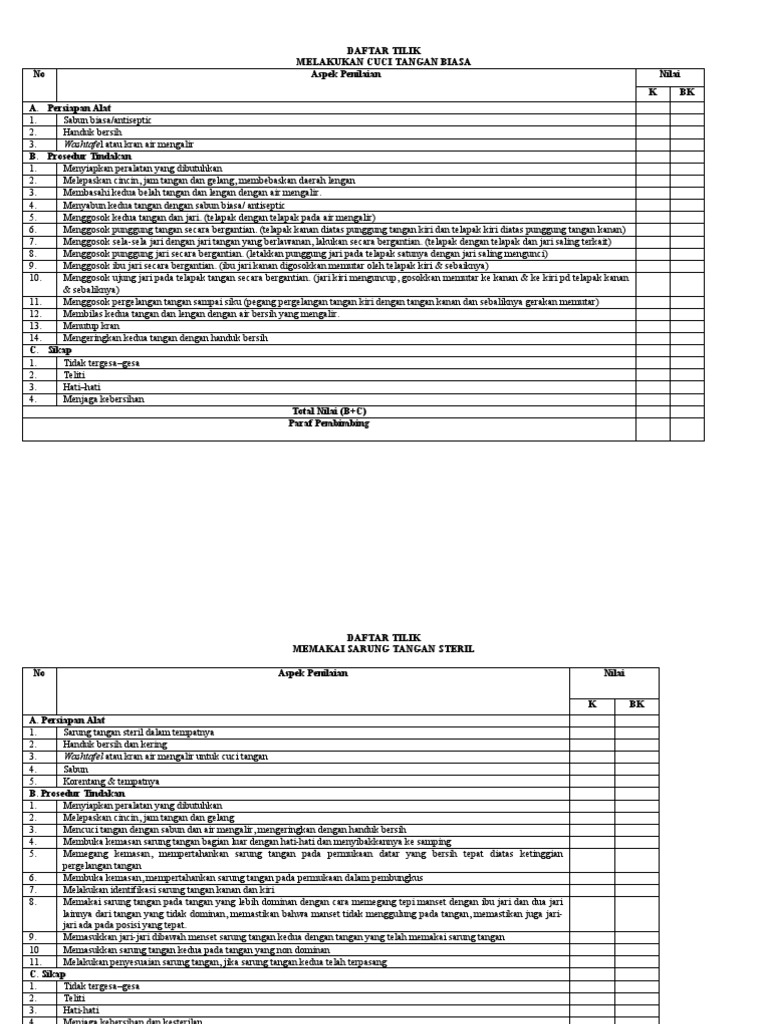 Daftar Tilik KDTK | PDF