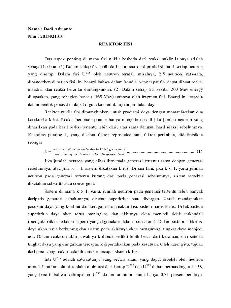 Dodi Adrianto - Reaktor Fisi | PDF