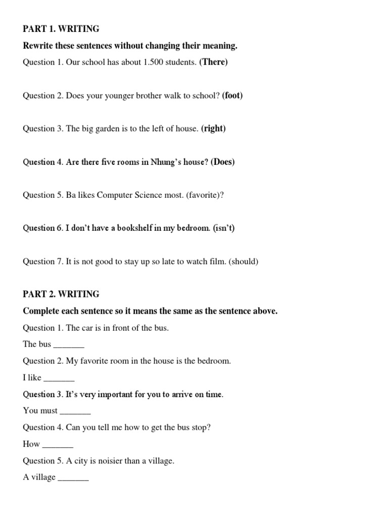 Sentence Rewriting and Paragraph Writing Guide | PDF | Language Arts ...