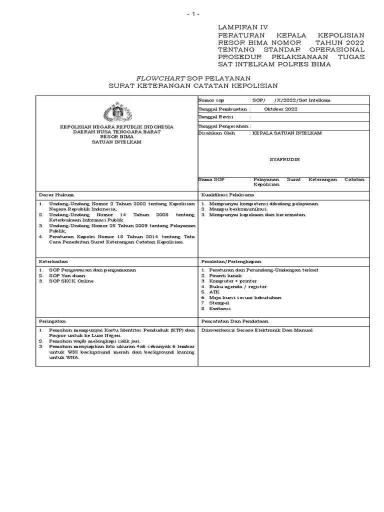 4 Flowchart Sop SKCK | PDF