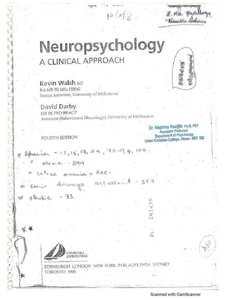 Walsh's Neuropsychology | PDF