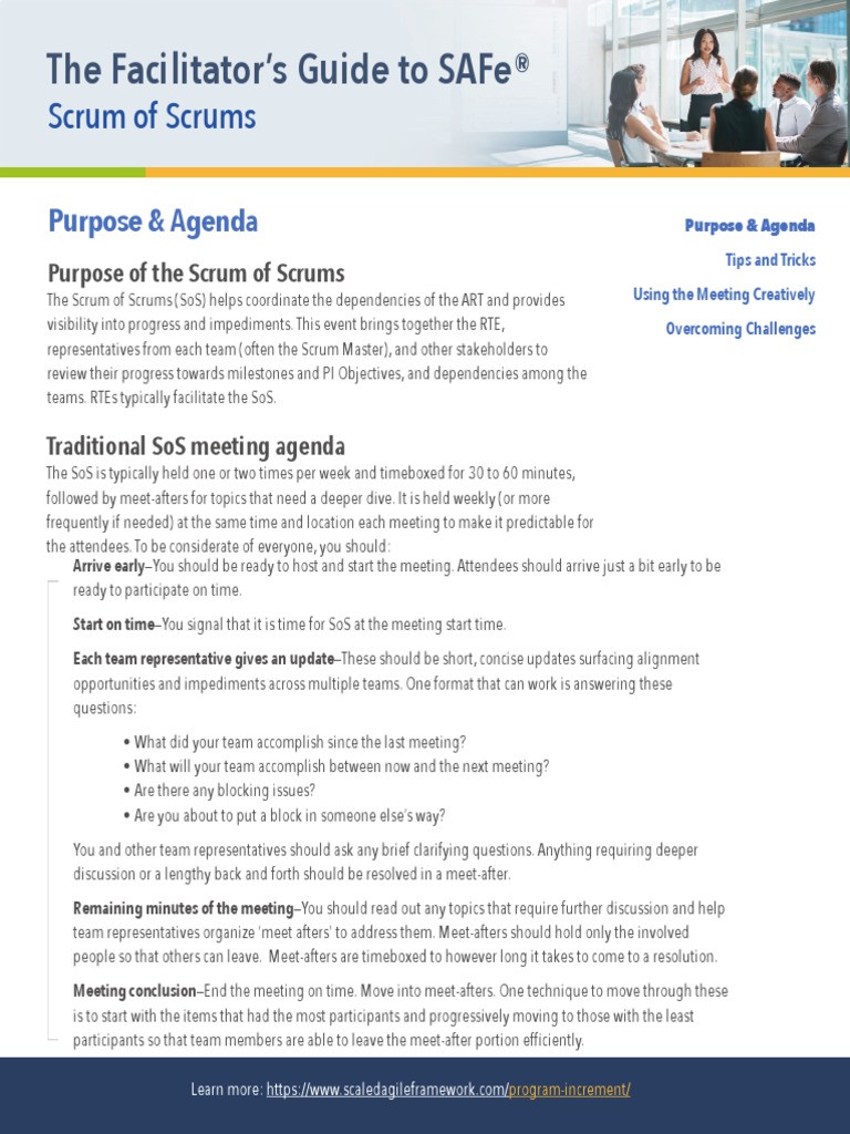 Facilitator's Guide To SAFe - Scrum of Scrums | PDF | Scrum (Software Development) | Communication