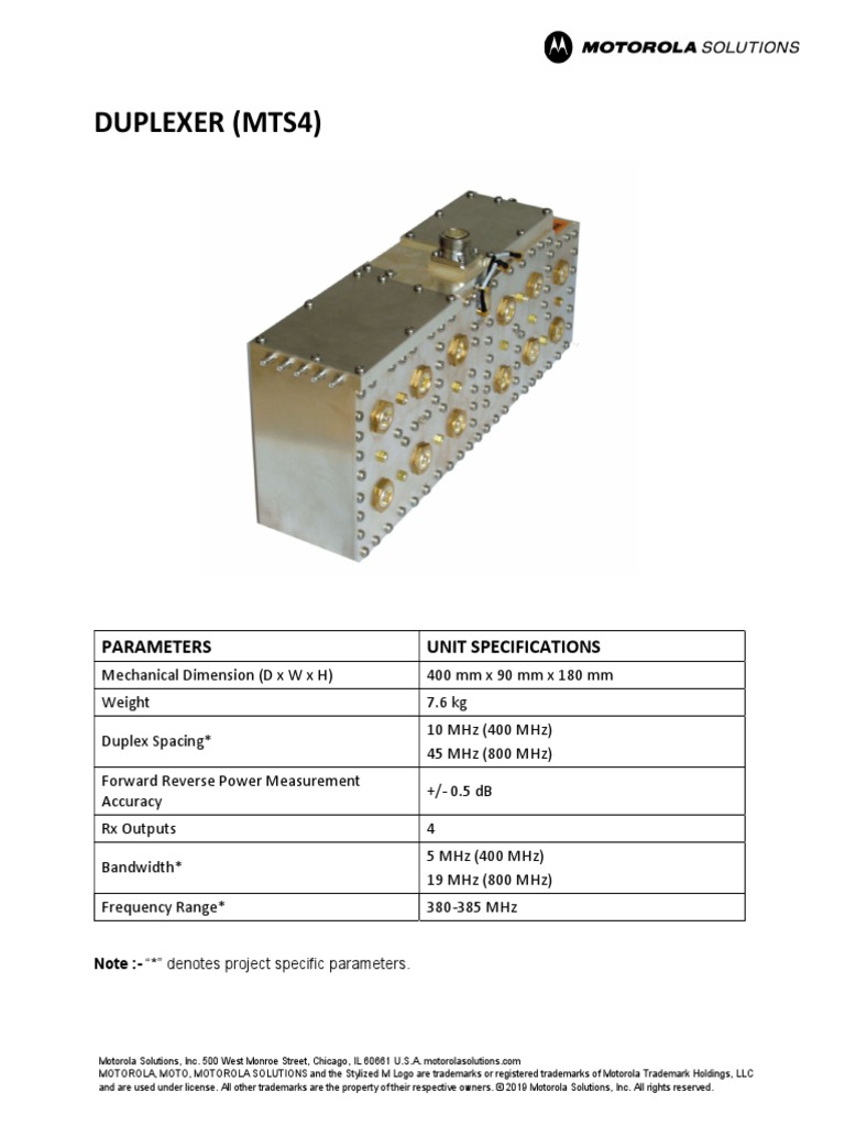 Fru - MTS4 - High Per. Duplexer | PDF