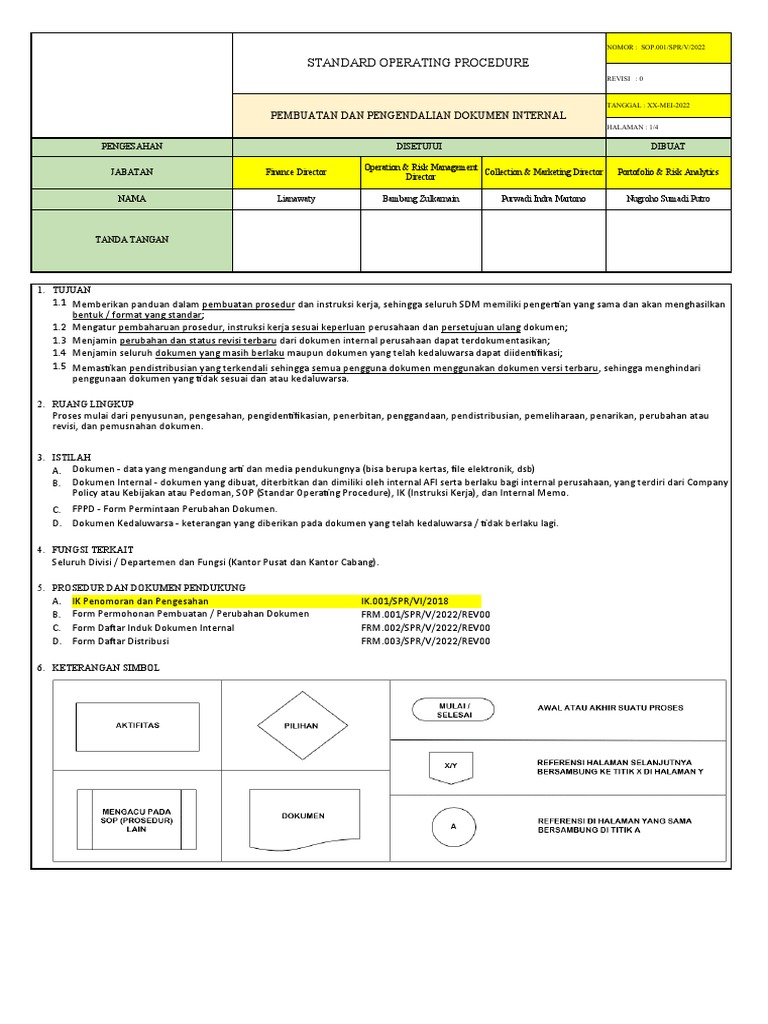 SOP Pengendalian Dokumen Internal | PDF