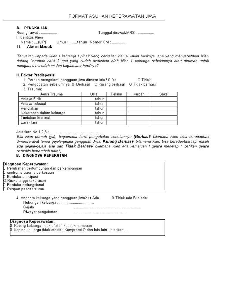 Format Praktek Jiwa Dan Penjelasan | PDF