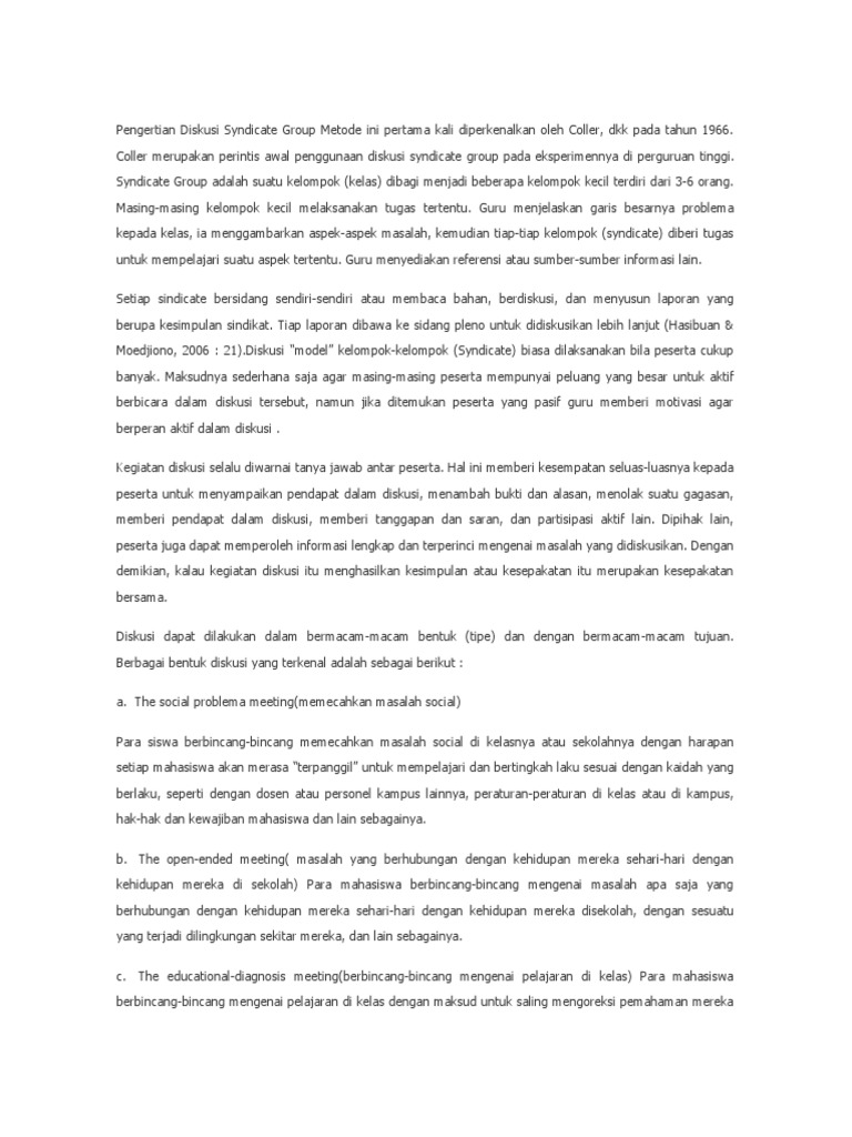 Tata Cara Metode Diskusi Syndicate Group | PDF