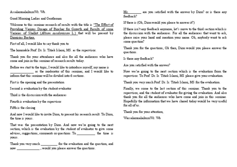 Contoh Teks Moderator Semhas | PDF