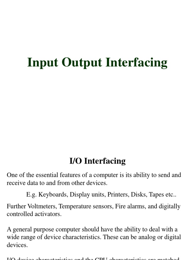 Inputoutput Interfacing Lec 4 Pdf Inputoutput Central Processing Unit 